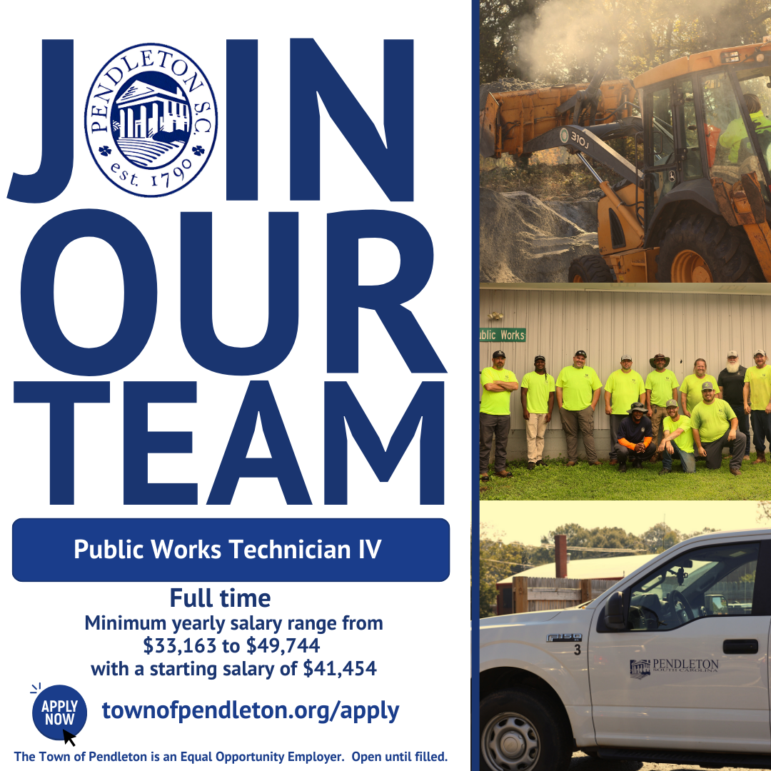 Public Works Technician IV - Town of Pendleton, SC